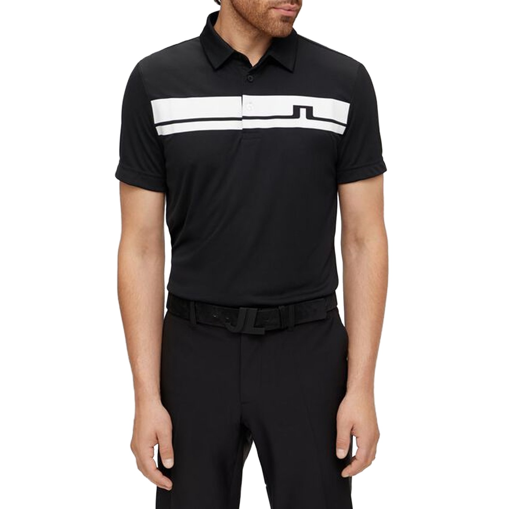 J.Lindeberg Clark Reg Golf Polo Shirt - Black/White just $119.00