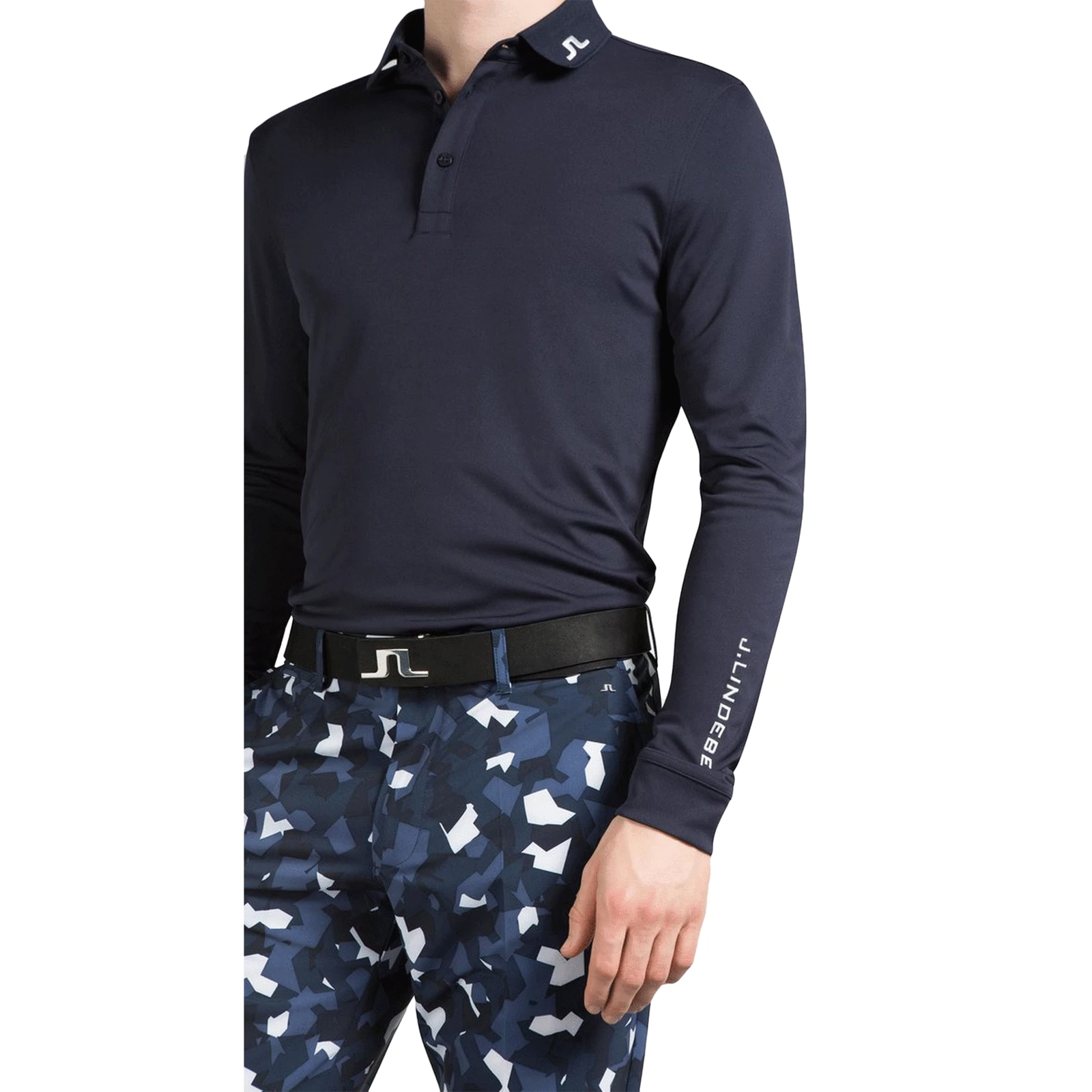 J.Lindeberg Tour Tech Reg TX Long Sleeve Golf Shirt - Navy just $169.00