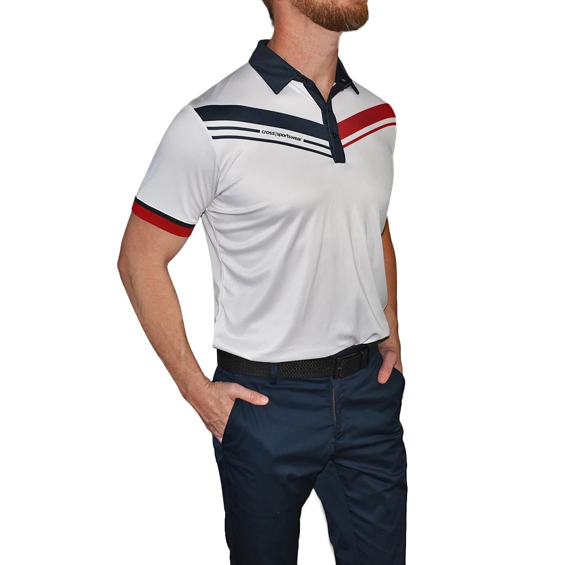 Cross Cut Polo Golf Shirt - White just $69.00, save $20.00!