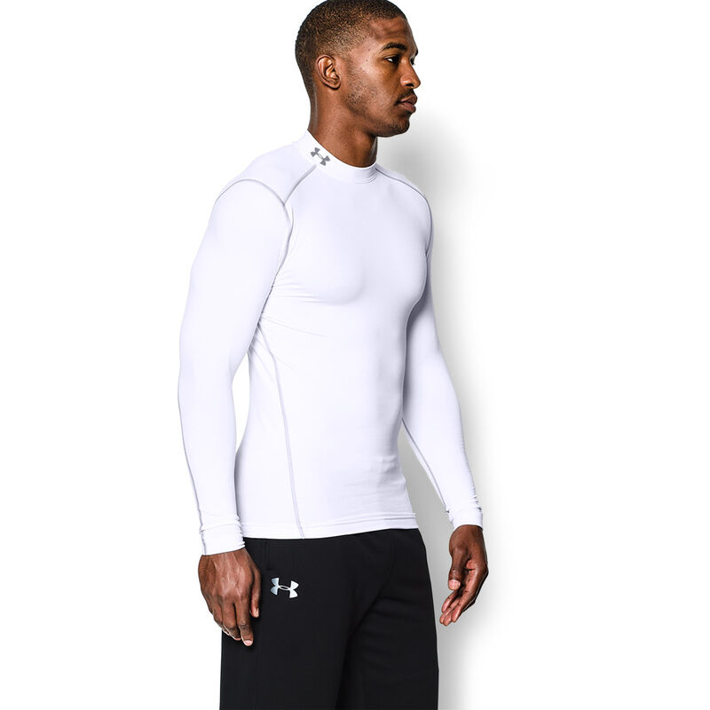 Under Armour Mens White Comfortable ColdGear Compression Mock Golf Base ...