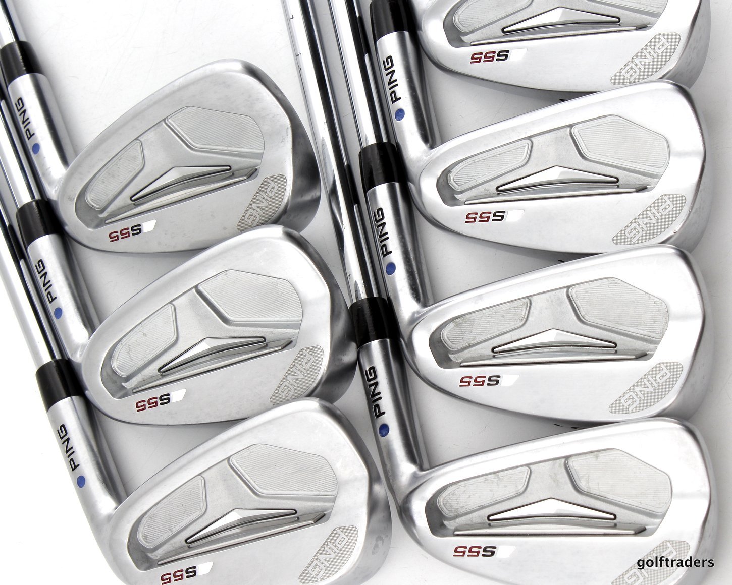 PING S55 BLUE DOT IRONS 4-PW DYNAMIC GOLD S300 STEEL STIFF FLEX - MINT ...