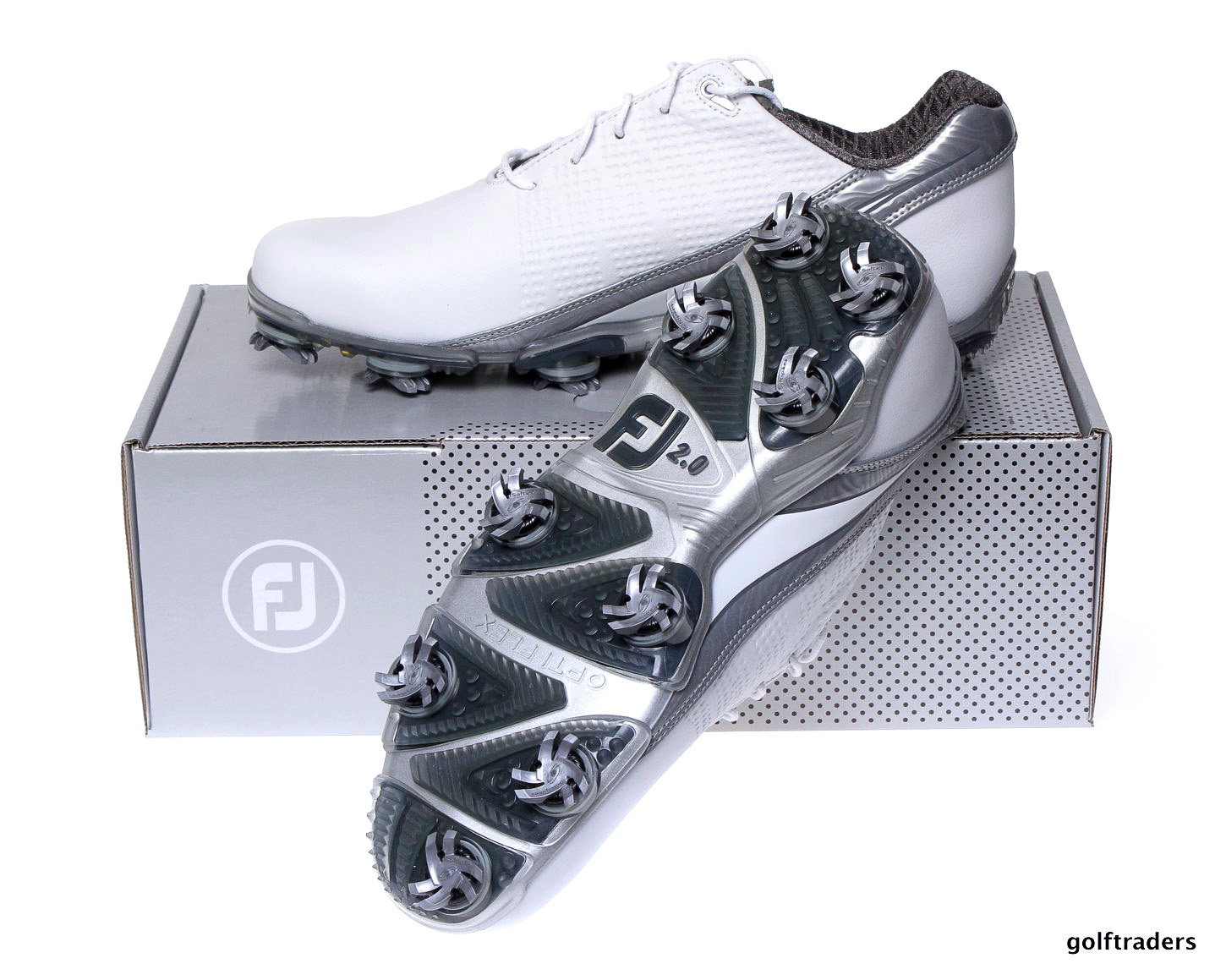 FOOTJOY DNA 2.0 MEN'S GOLF SHOES - SIZE US 10M WHITE/SILVER - NEW # ...